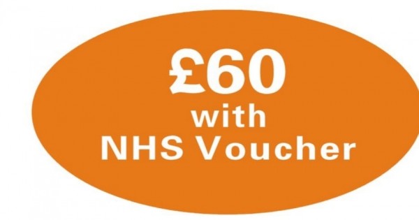 Pricing Label "£60 with NHS Voucher"