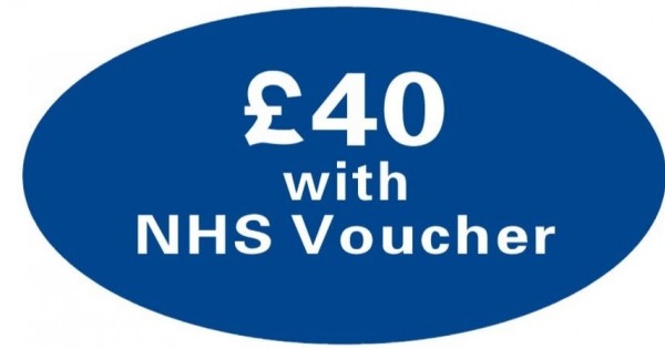 Pricing Label "£40 with NHS Voucher"